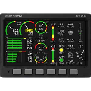 Dynon Avionics EMS-D120 Super Bright Engine Monitoring System w/Super ...