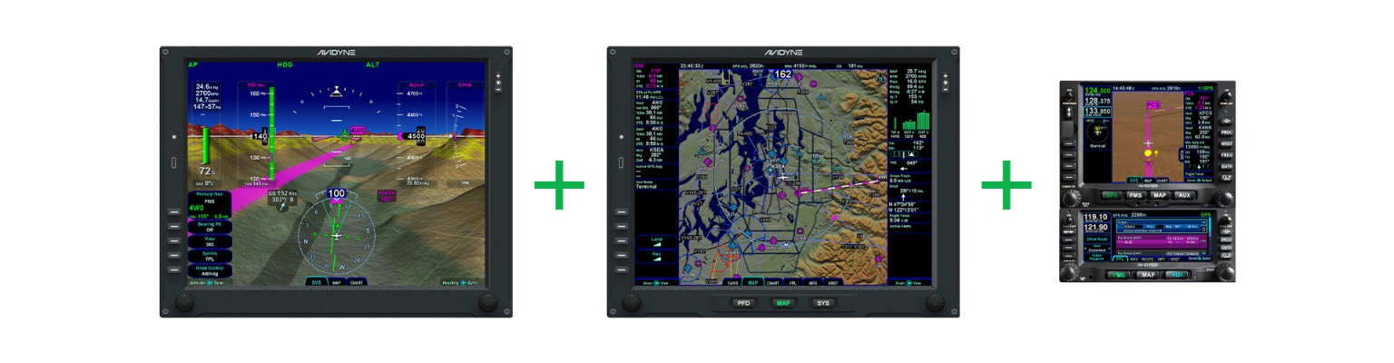 Avidyne Vantage™ 12"PFD + 12" MFD Intelligent Display System